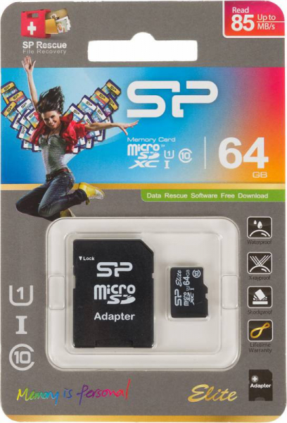 Купить Карта памяти microSDXC SILICON POWER Elite 64Gb, Class10 UHS-I (SP064GBSTXBU1V10SP), 64 ...