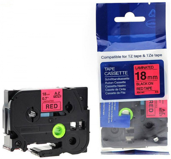 Купить Кассета с лентой BROTHER TZe-441 Black on Red (18мм x 8м ...